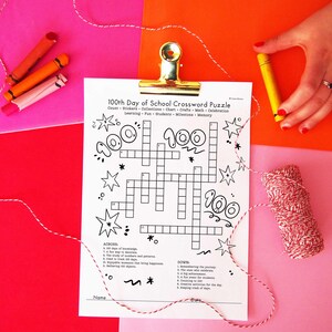 100th Day of School Crossword Puzzle: Fun Printable Activity (PDF) - Etsy