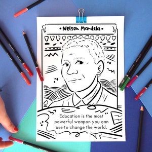 Nelson Mandela Coloring Page Black History Month Printable Drawing ...