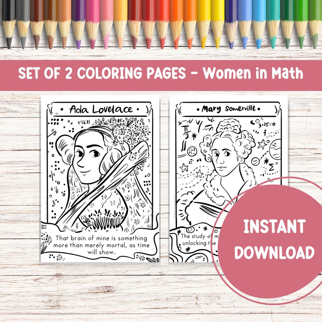 Ada Lovelace & Mary Somerville STEM Coloring Page Math - Etsy
