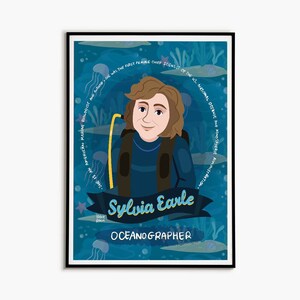 Sylvia Earle Poster Women in STEM Print Science Classroom Decor ...