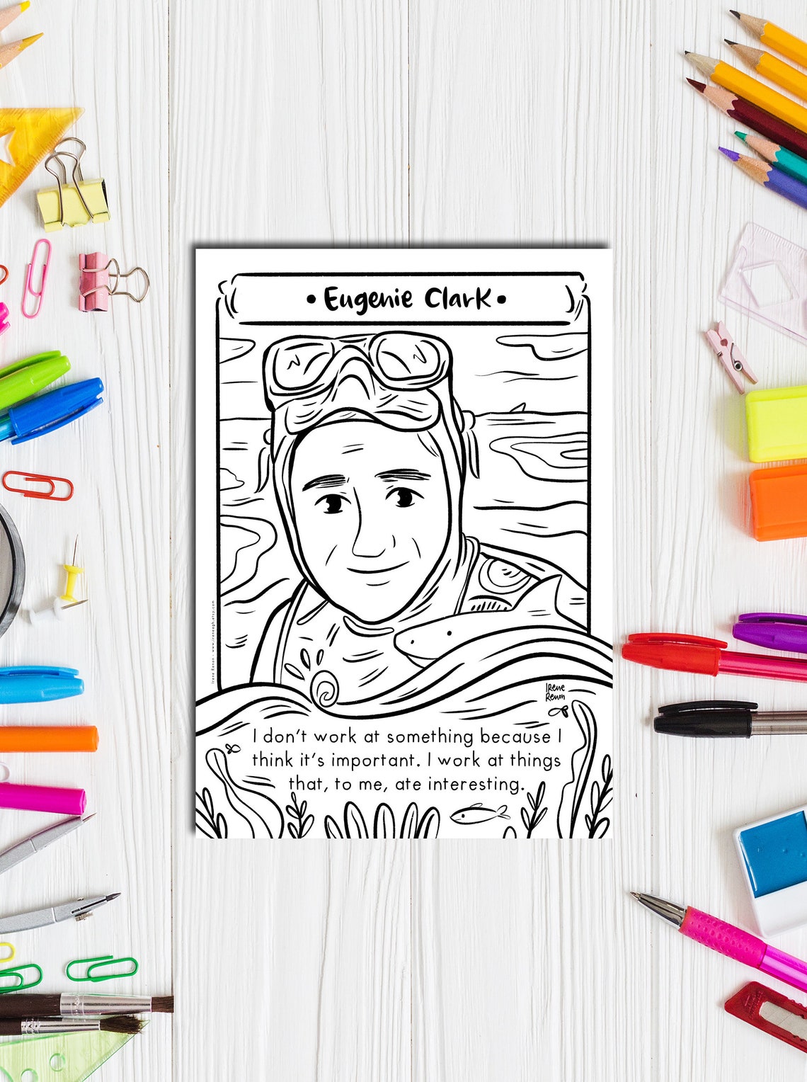 Women in Science EUGENIE CLARK Stem Women Coloring Page - Etsy