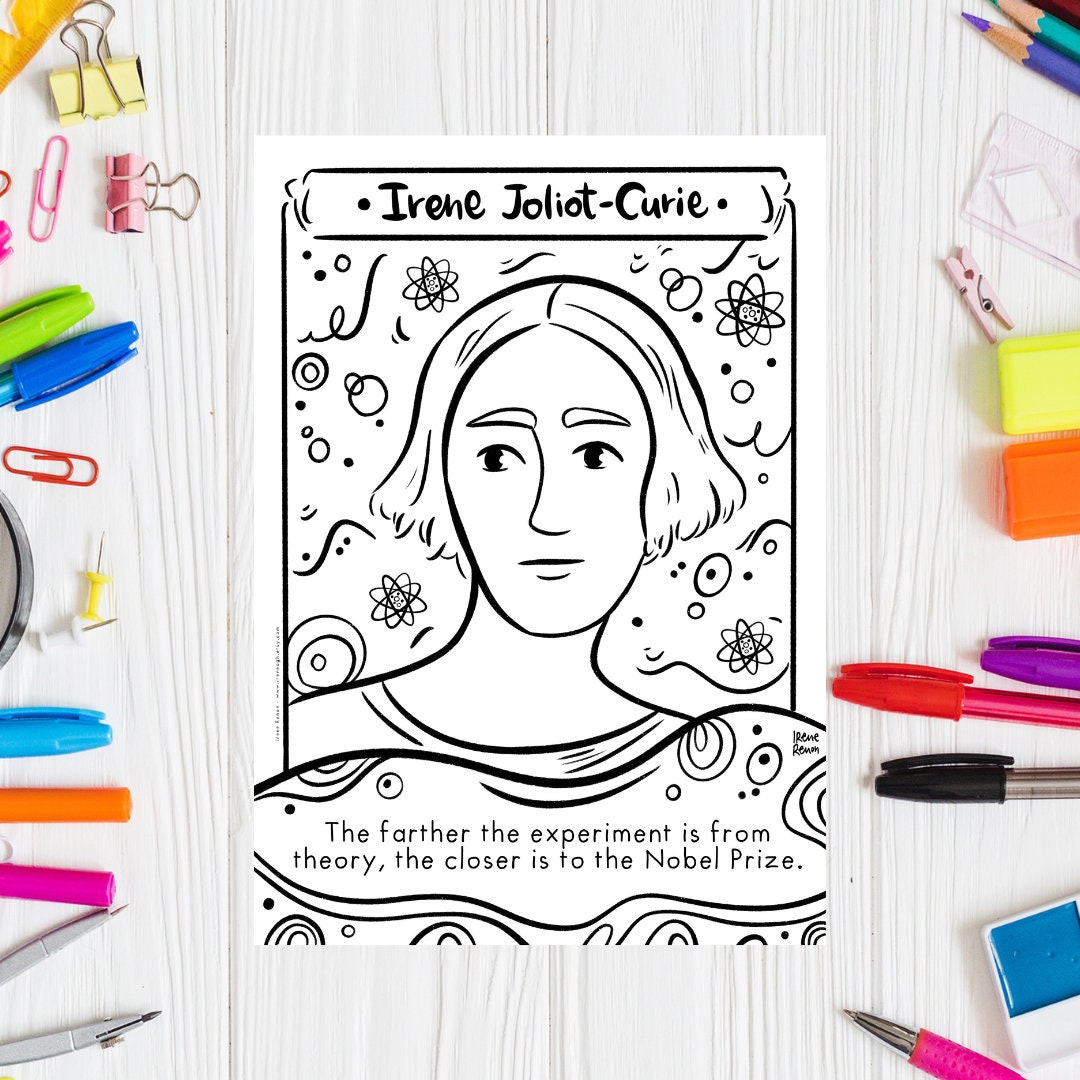 Women in Chemistry Printable Coloring Page Irene Joliot Curie Coloring ...