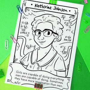 Katherine Johnson Coloring Page: Black History Month Printable (digital ...