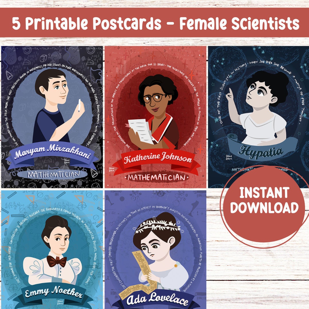 Female Mathematicians Postcard Set: Ada Lovelace, Emmy Noether (digital ...