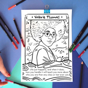 Science Coloring Page VALERIE THOMAS Data Scientist Famous Inventor ...