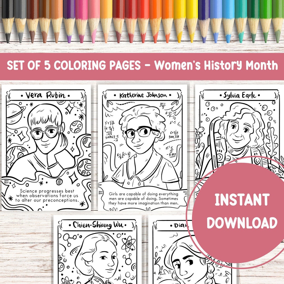 Science Coloring Page Women in Science Printable Drawing STEM - Etsy