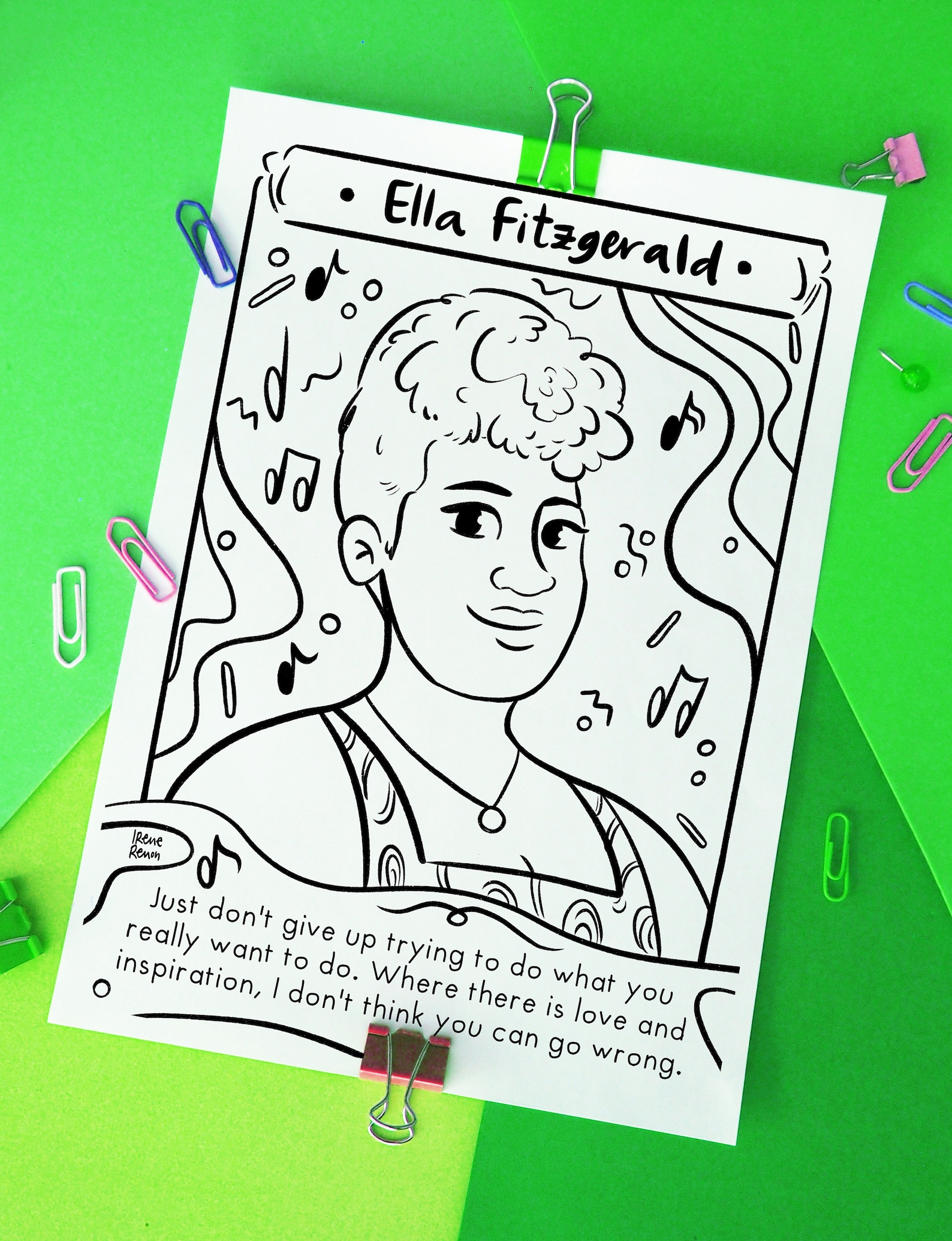 Ella Fitzgerald Coloring Page: Jazz Icon Printable Art (digital ...