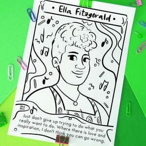 Ella Fitzgerald Coloring Page: Jazz Icon Printable Art (digital ...
