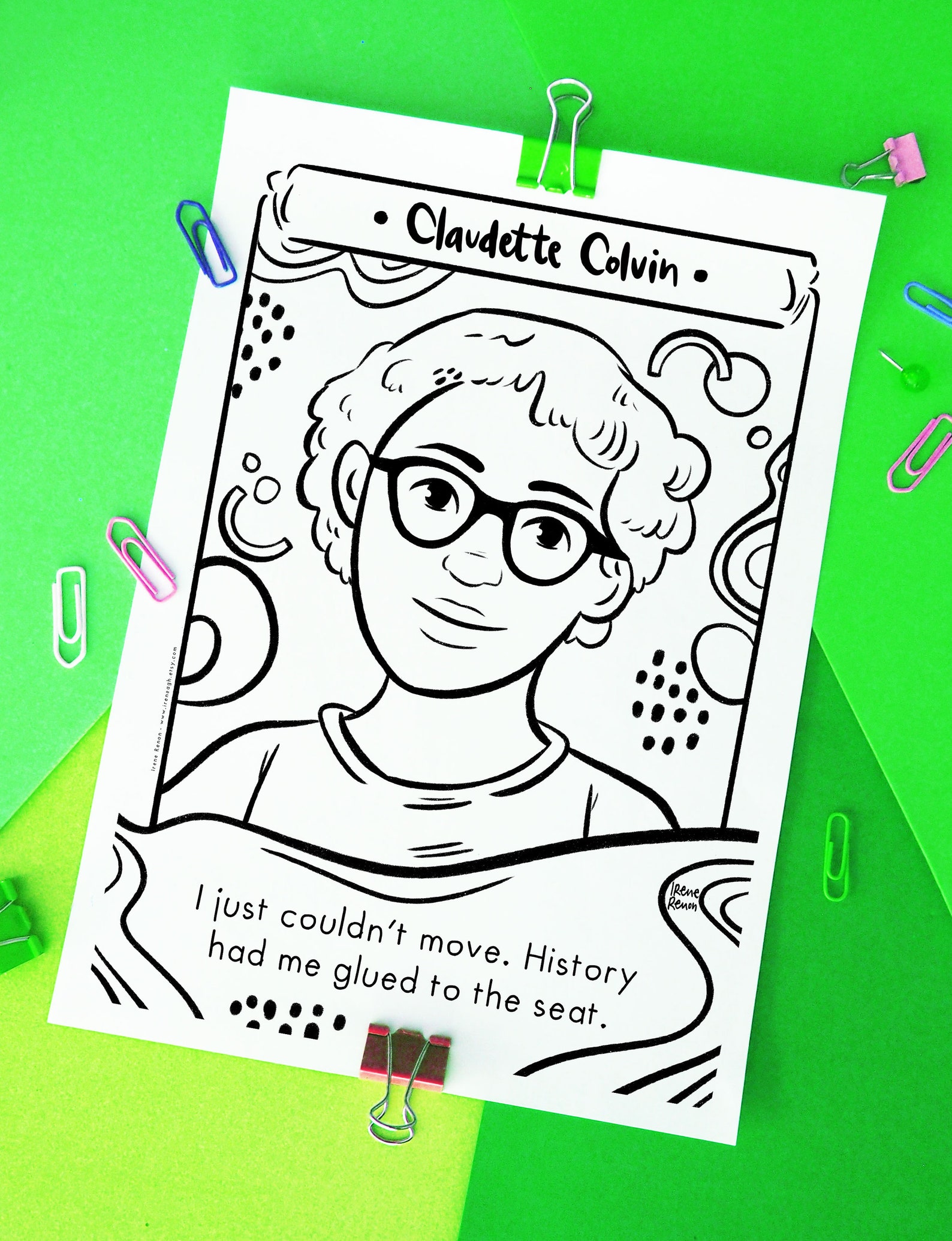 CLAUDETTE COLVIN Coloring Page Women in History Digital | Etsy UK