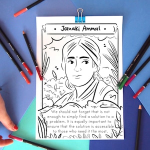 Janaki Ammal Botanist Coloring Page: Women in STEM (printable Drawing ...