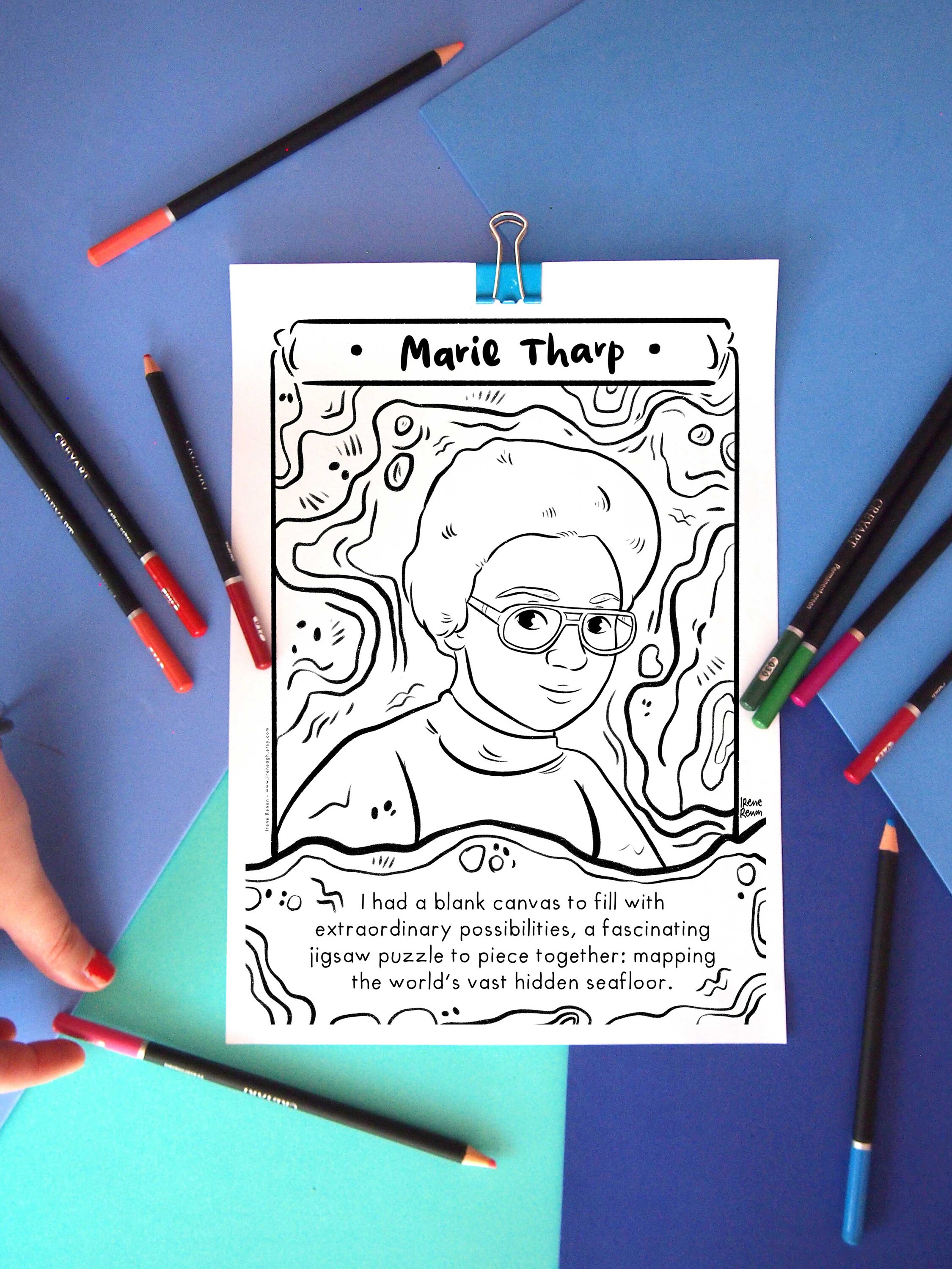 Marie Tharp Coloring Page: Women in STEM Printable (digital Download ...