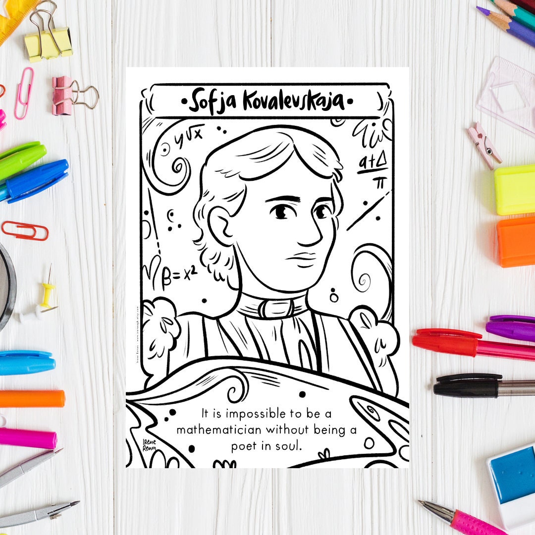 Women in Mathematics Coloring Page Sofja Kovalevskaja Famous ...
