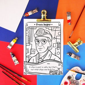 Grace Hopper Coloring Page: Women in Tech Printable (digital Download ...