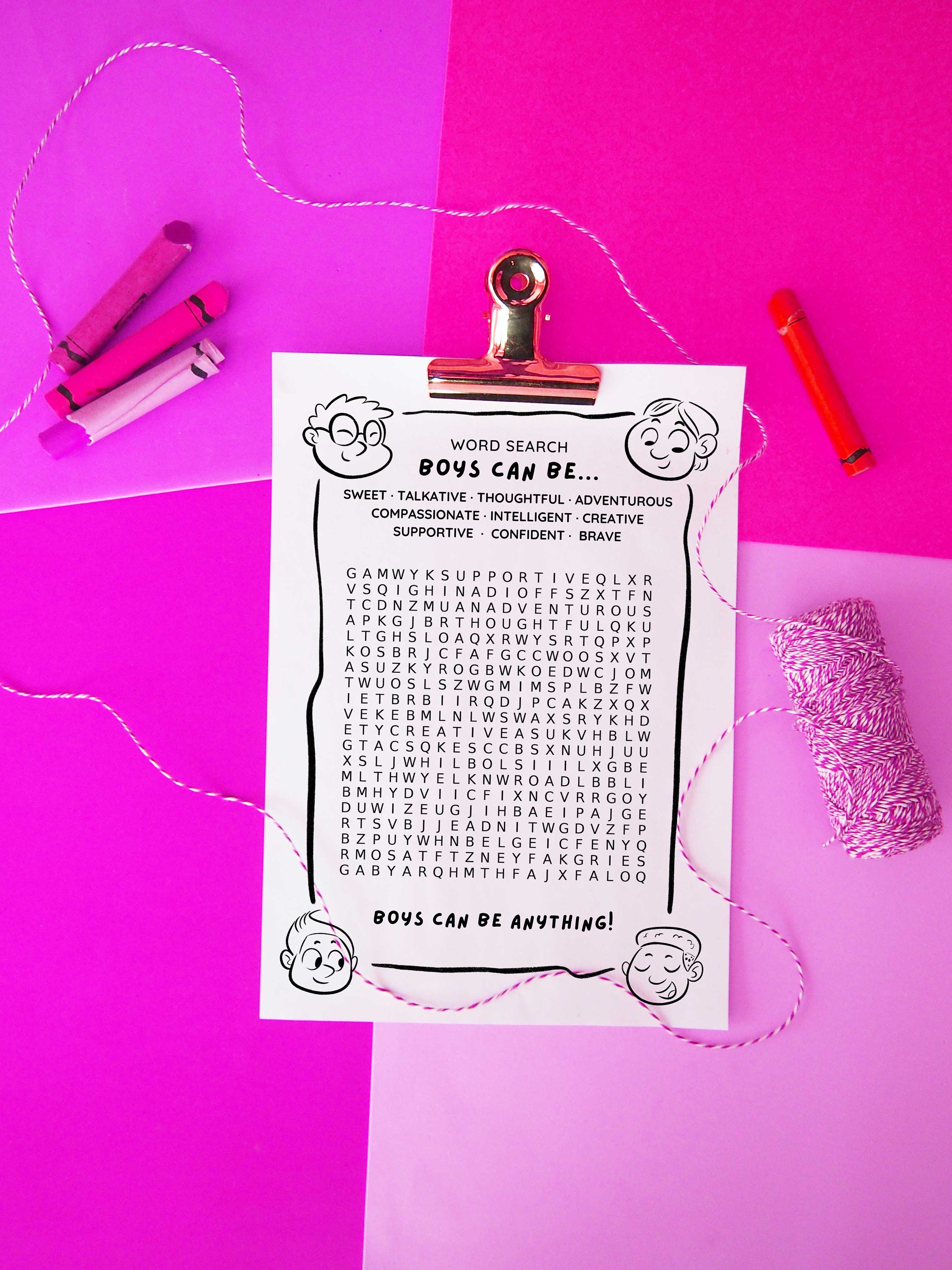 Emotional Intelligence Word Search: Boys Can Be Anything (printable ...