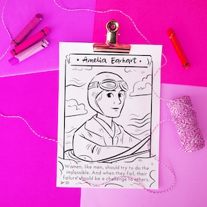 Amelia Earhart Coloring Page Women in History Printable Drawing Women ...