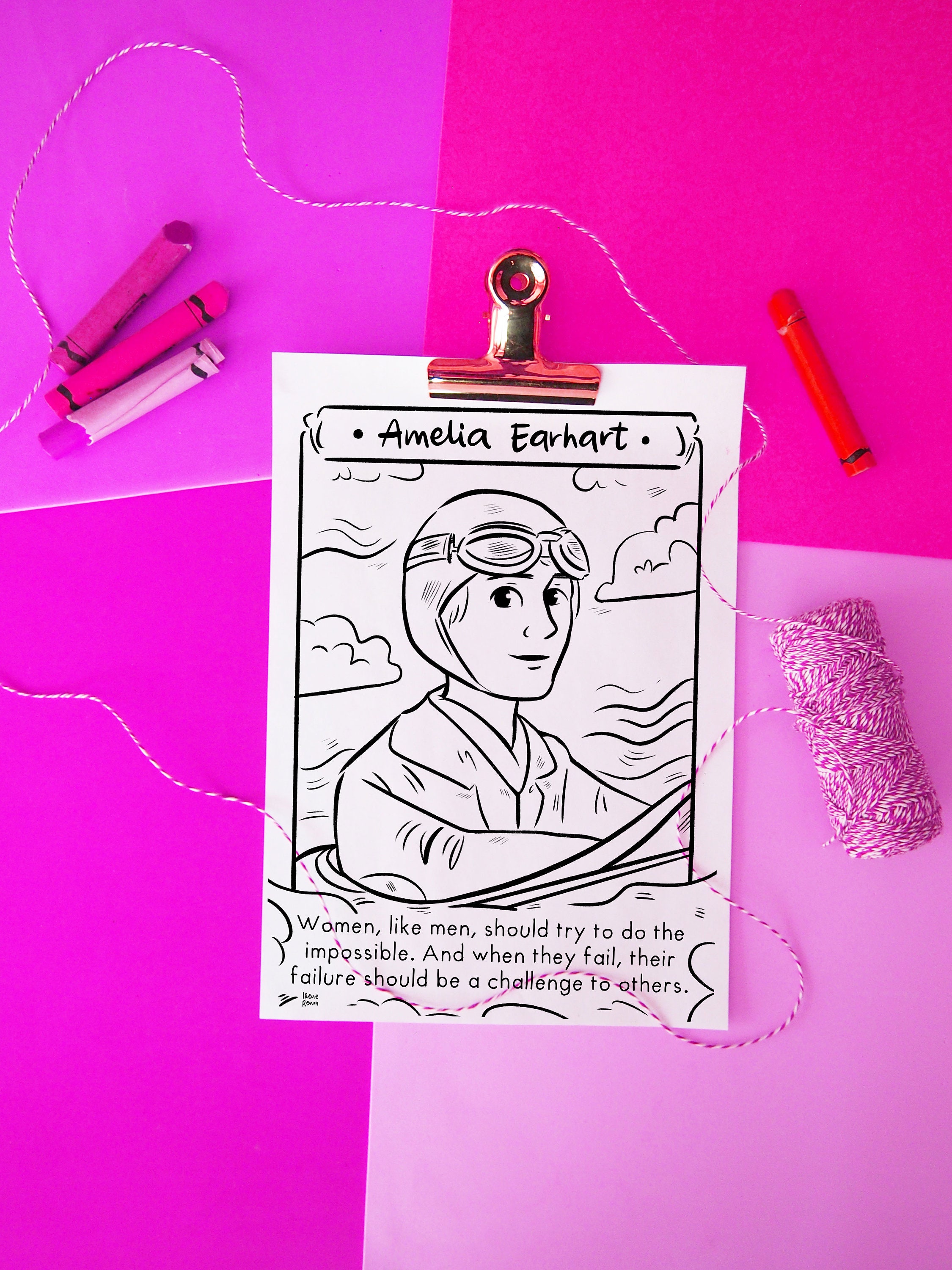 Amelia Earhart Coloring Page Women in History Printable - Etsy Canada