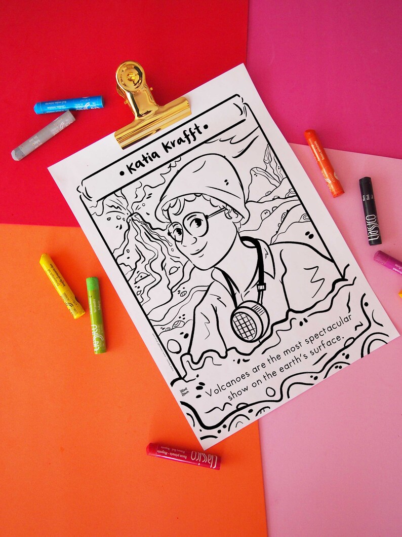Katia Krafft Coloring Page Women in Science Female - Etsy