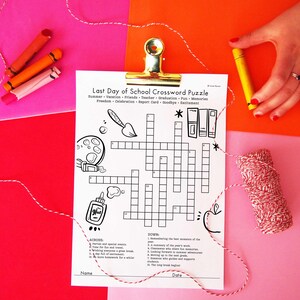 Last Day of School Crossword Puzzle: Printable Classroom Activity (PDF ...