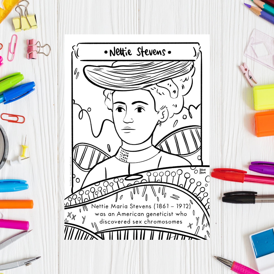 Women in Science Nettie Stevens Coloring Page Geneticist Microbiologist ...