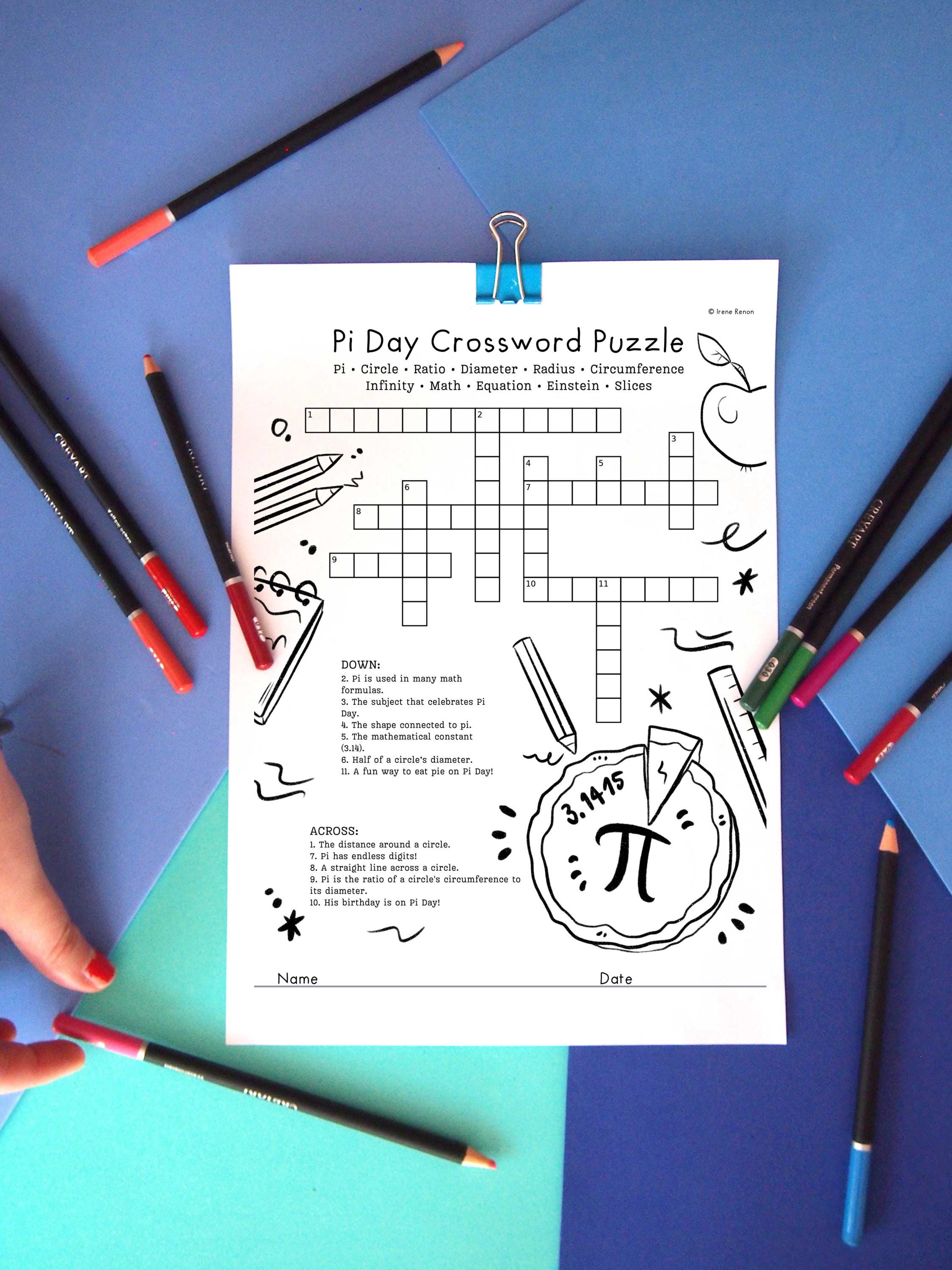 Pi Day Crossword Puzzle: Fun Math & Science Activity (printable ...