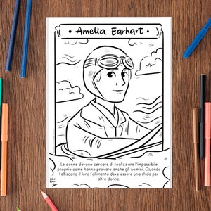Amelia Earhart Coloring Page Women in History Printable Drawing Women ...