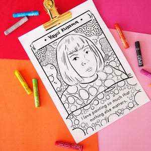 Yayoi Kusama Coloring Page Famous Artist Printable Drawing Coloring ...