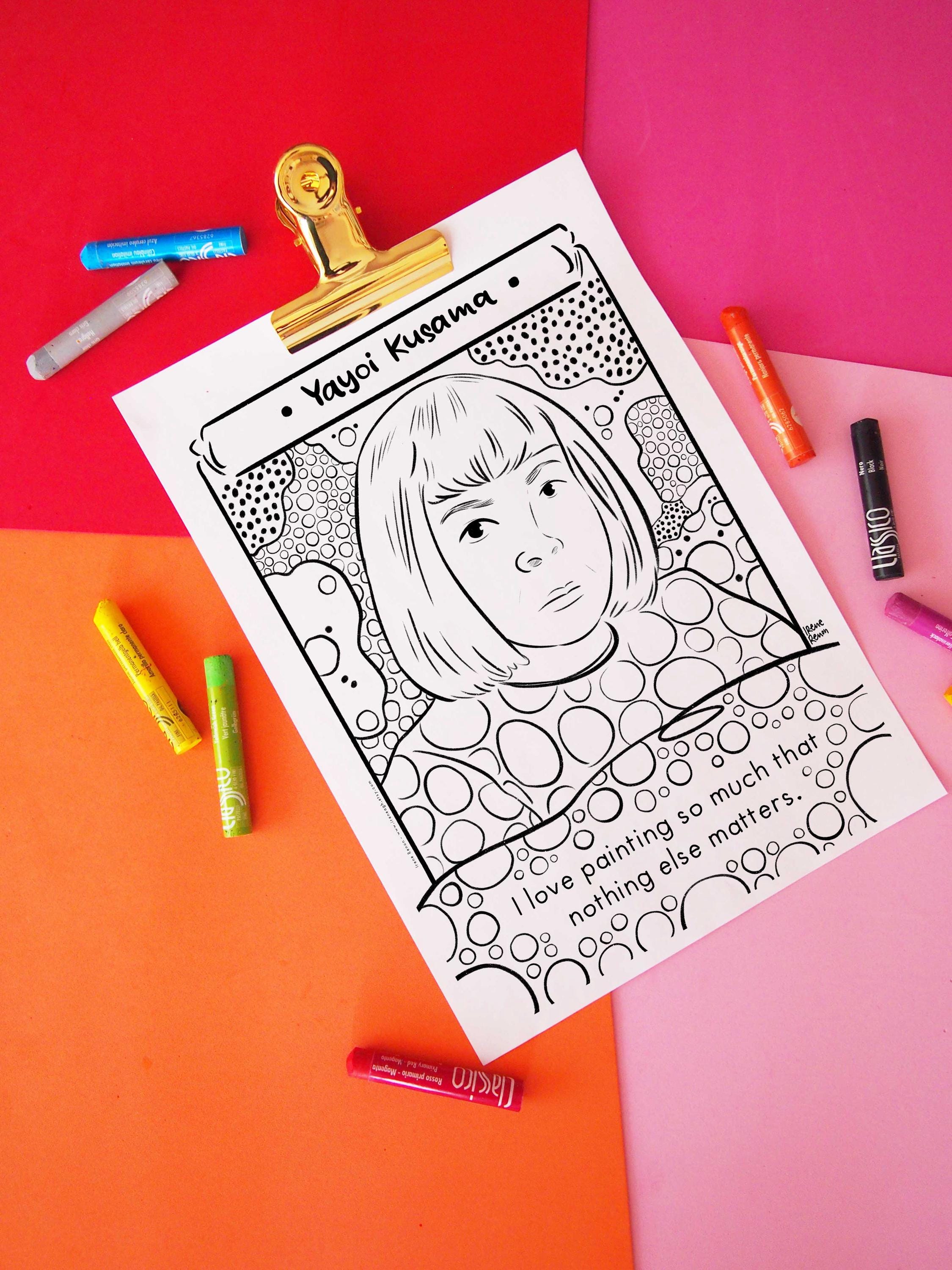 Yayoi Kusama Coloring Page Famous Artist Printable Drawing Coloring ...