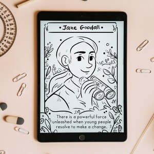 Coloring Page Png Jane Goodall Print Women in Science Coloring Sheet ...