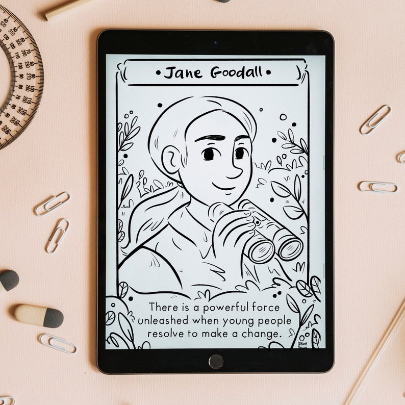 Coloring Page Png Jane Goodall Print Women in Science - Etsy
