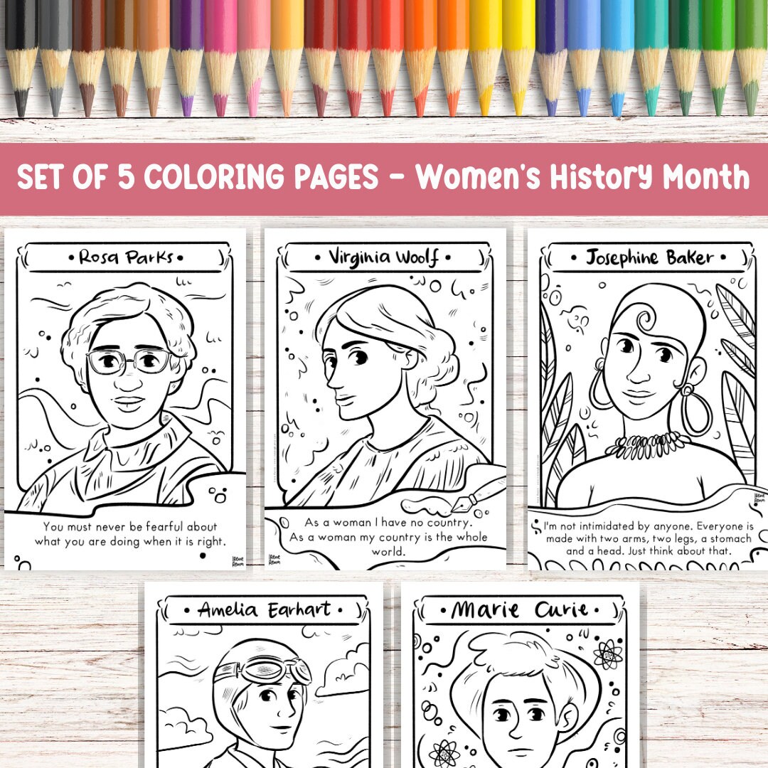 Women History Month Printable Coloring Pages Influential - Etsy