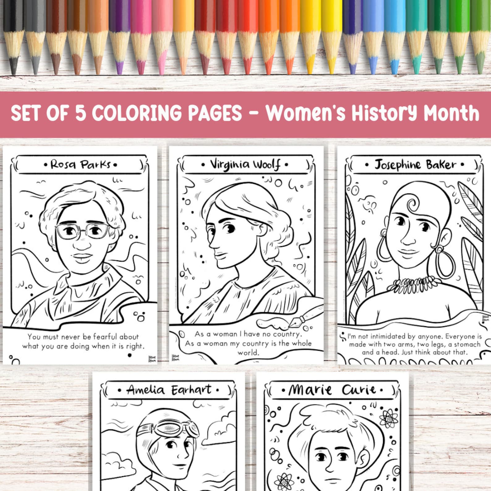 Women History Month Printable Coloring Pages Influential - Etsy
