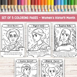 Women History Month Printable Coloring Pages Influential - Etsy