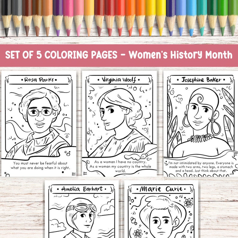 Women History Month Printable Coloring Pages Influential - Etsy