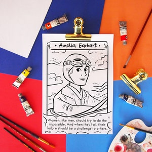 Amelia Earhart Coloring Page Women in History Printable Drawing Women ...