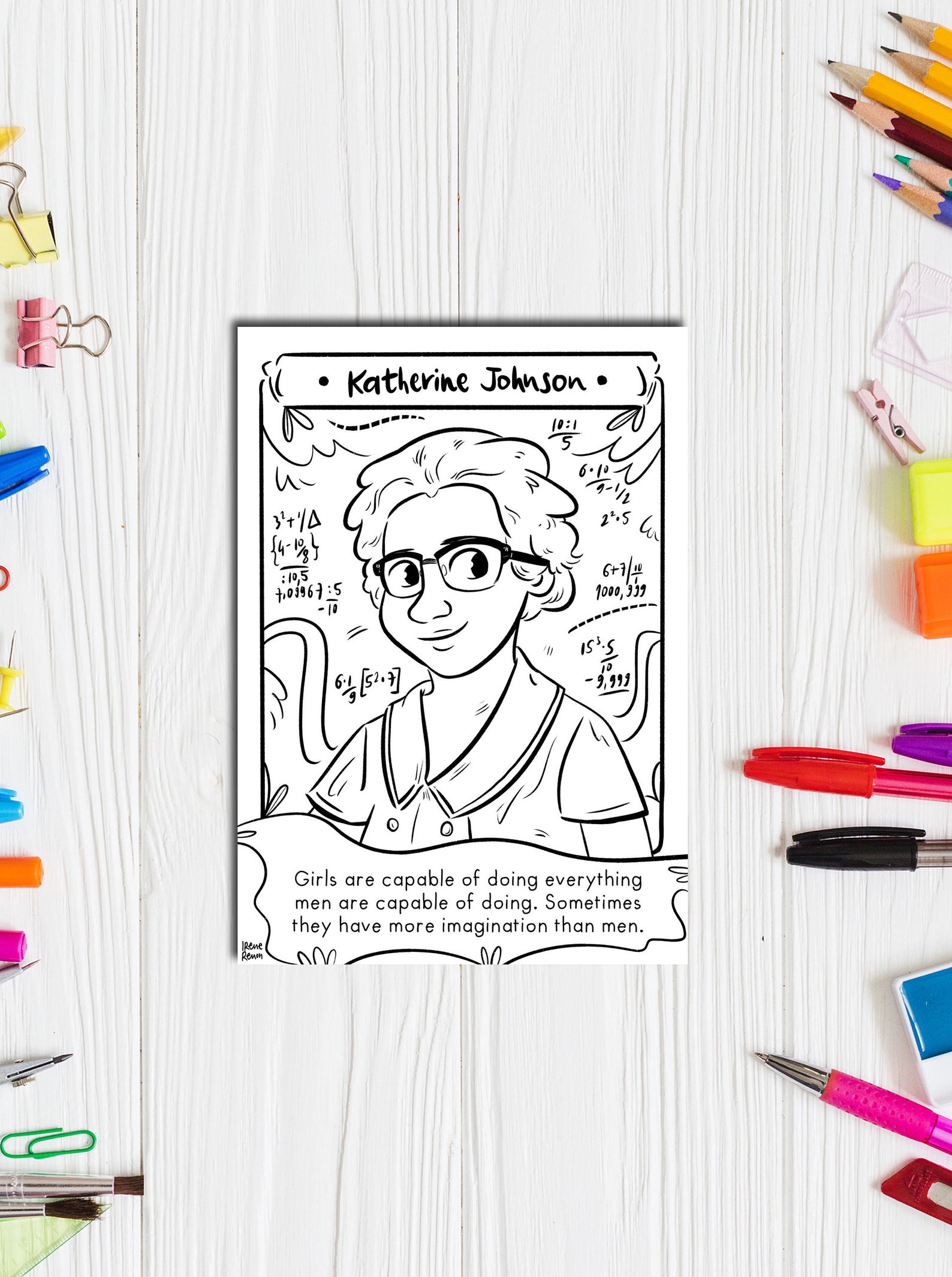 KATHERINE JOHNSON Coloring Page Black History Month - Etsy