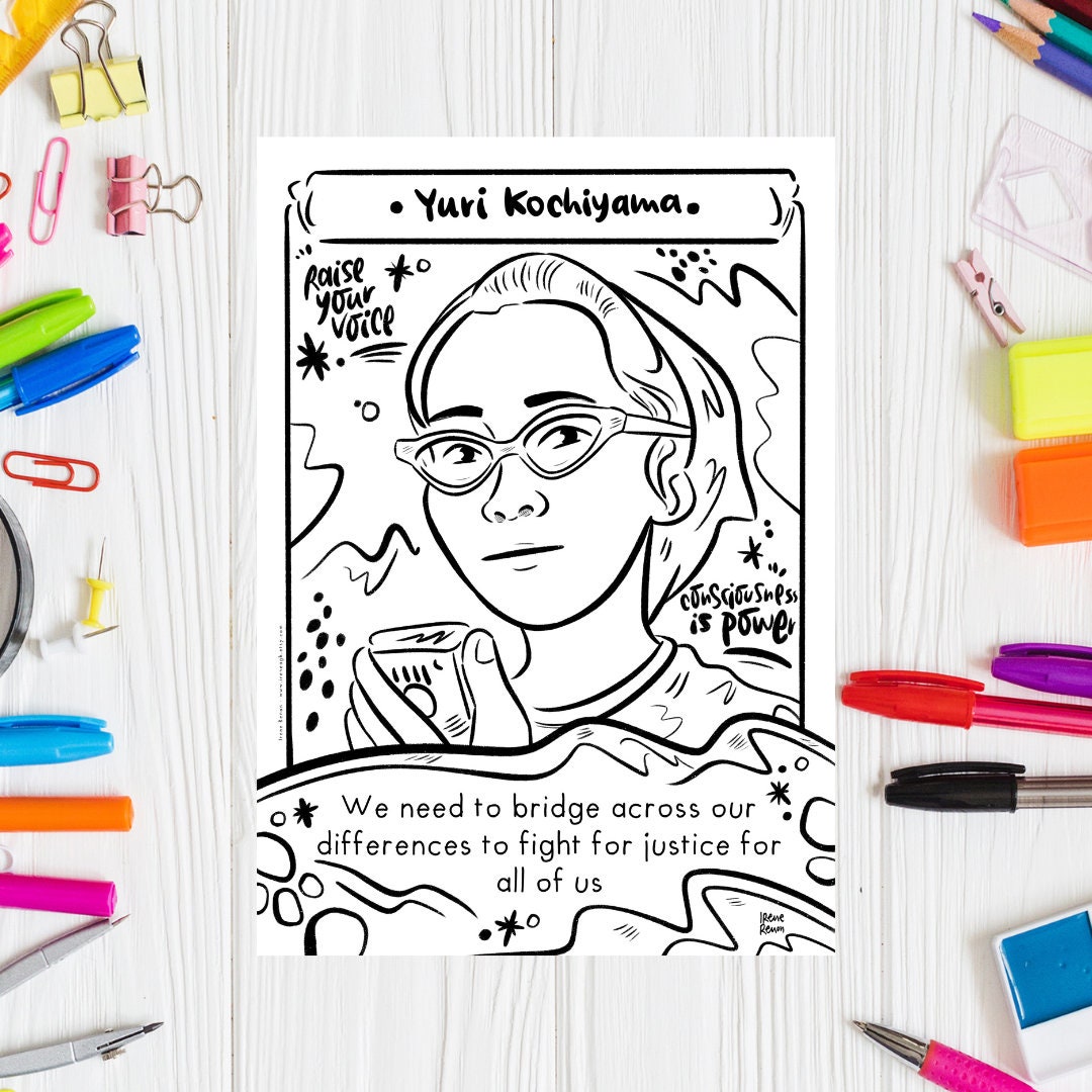 Yuri Kochiyama Coloring Page: AAPI Heritage Month Printable (PDF) - Etsy