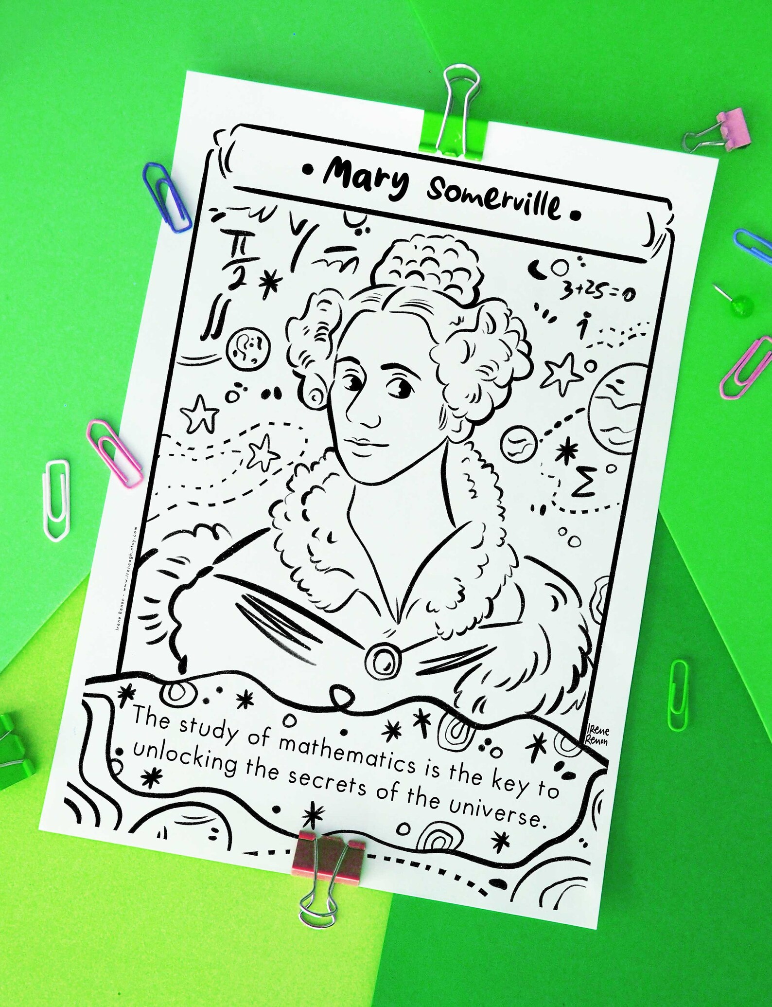 Mary Somerville Coloring Page: Female Scientist Printable (digital ...