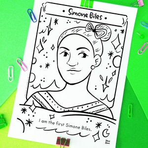 SIMONE BILES Coloring Page Women History Month Coloring Sheet Women in ...