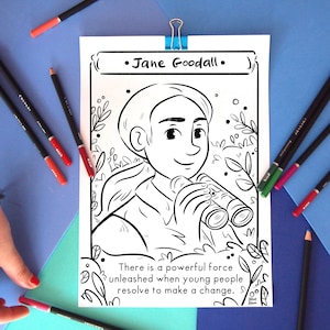 Jane Goodall Coloring Pages: Women in Science Art (digital Download) - Etsy