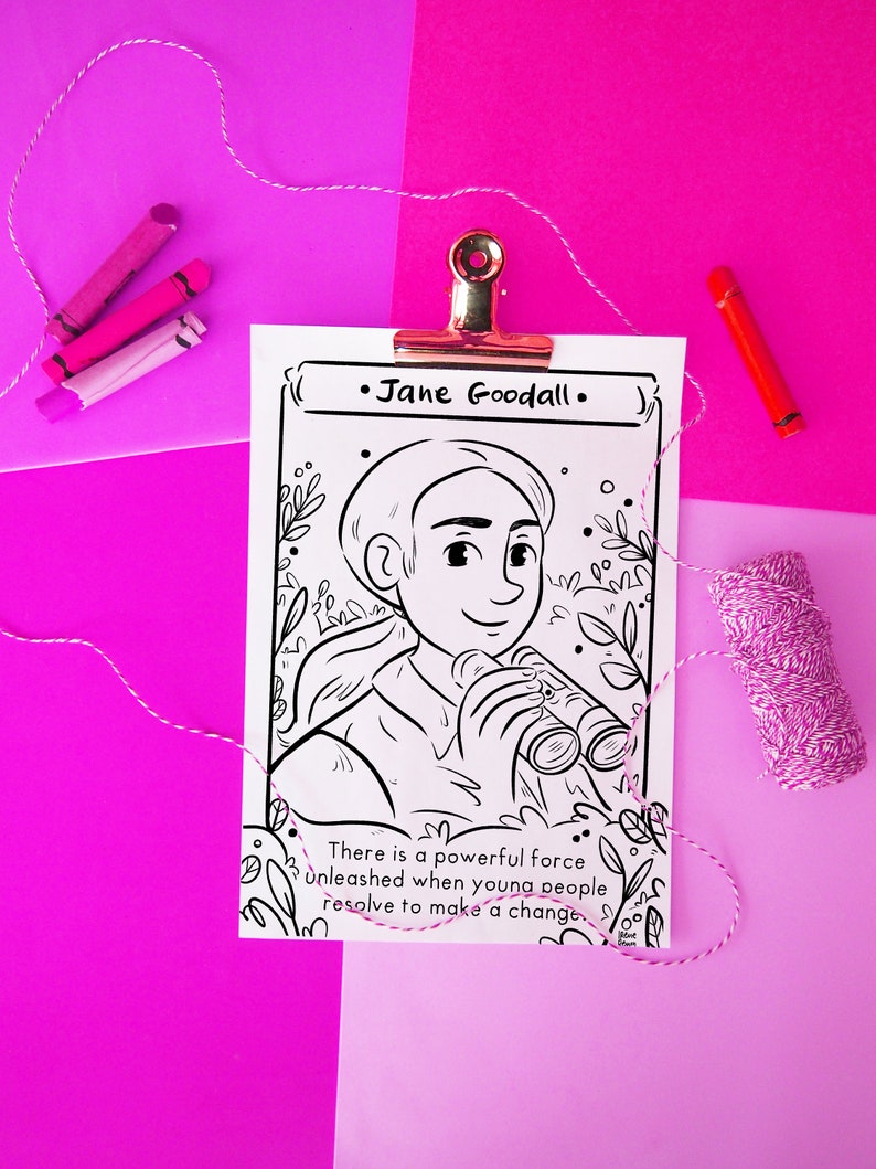 Coloring Page Png Jane Goodall Print Women in Science - Etsy