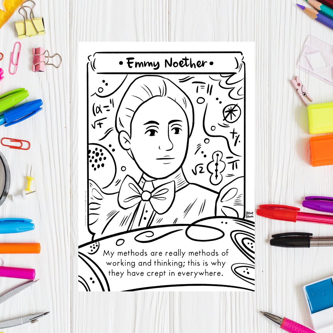 Printable Coloring Page Women in Mathematics Emmy Noether Coloring ...