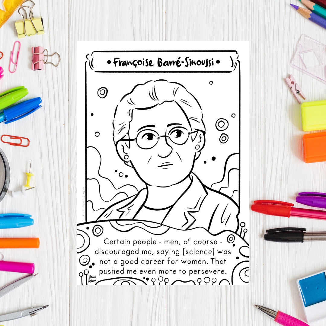 Science Coloring Page Francoise Barré Sinoussi Women in Medicine ...
