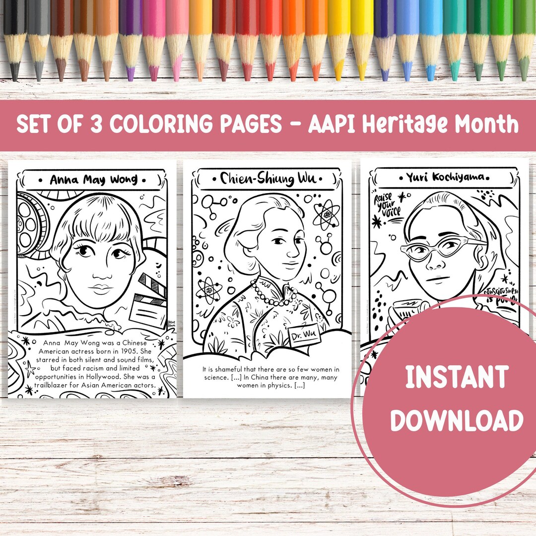 Printable Coloring Page AANHPI Asian Americans & Pacific - Etsy