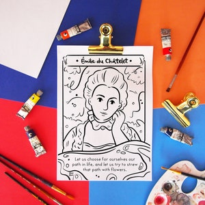 Printable Drawing Women in Math Emilie Du Chatelet Coloring Page Famous ...