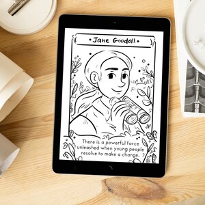 Coloring Page Png Jane Goodall Print Women in Science Coloring Sheet ...