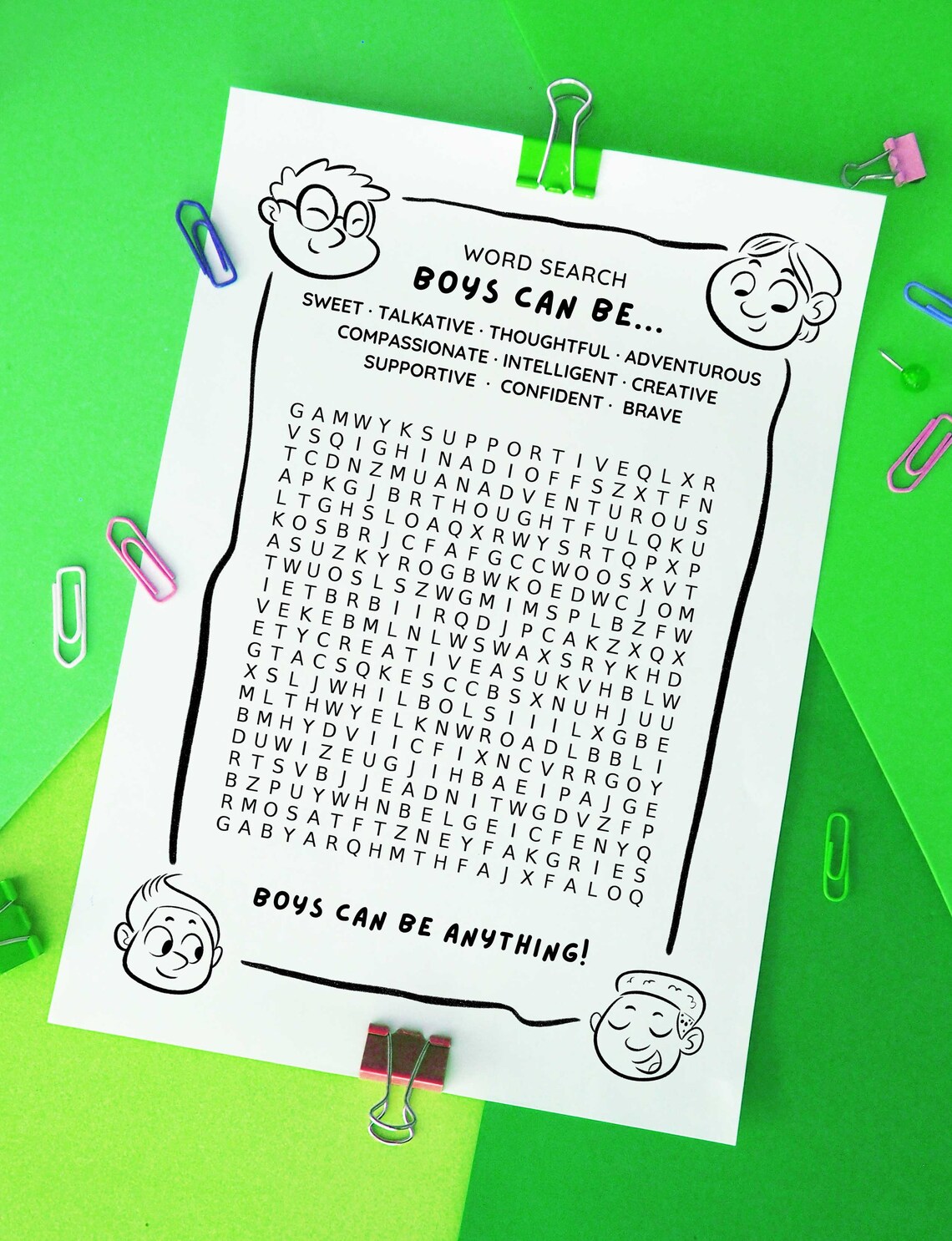 Emotional Intelligence Word Search: Boys Can Be Anything (printable ...