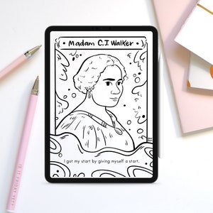 Madam CJ Walker Coloring Page: Black History Month Activity (digital ...