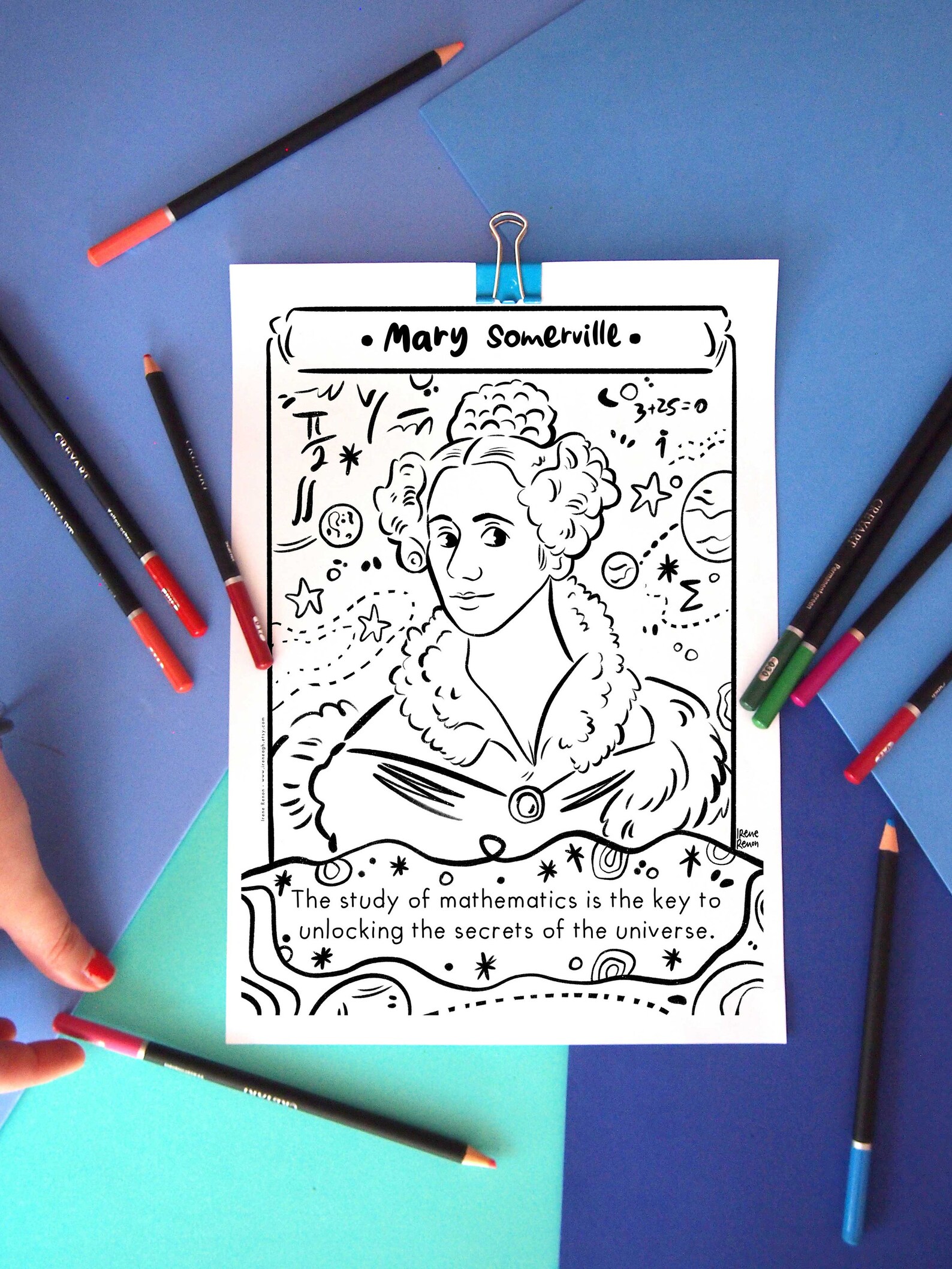 Mary Somerville Coloring Page: Female Scientist Printable (digital ...