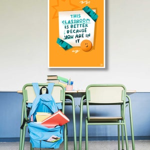 Classroom Poster Printable Positive Poster Motivational Print Yellow ...