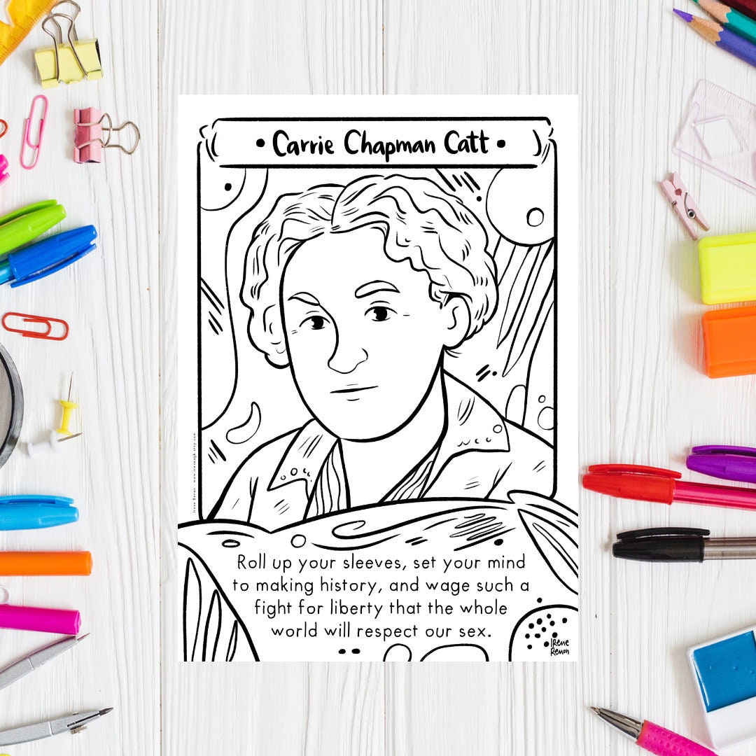 Printable Coloring Page Carrie Chapman Catt Suffragist Women History ...